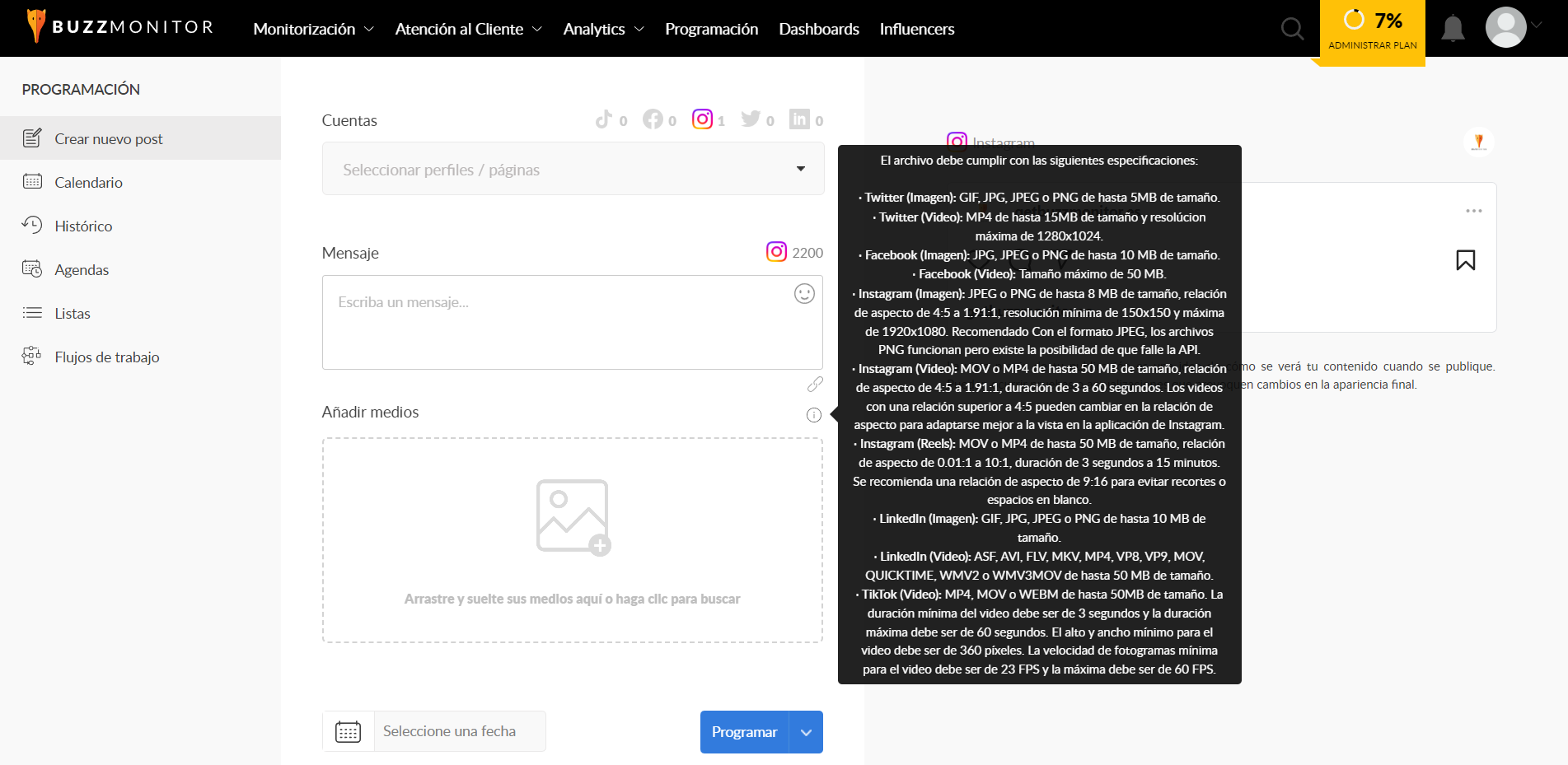 ¿Cómo programar posts en LinkedIn, Facebook, Instagram, Twitter y TikTok? - Buzzmonitor