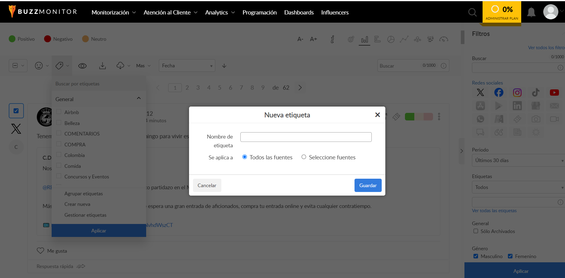 ¿Cómo usar etiquetas en informes de redes sociales? - Buzzmonitor